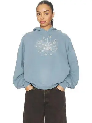 Daydreamer Witchy Butterfly Oversized Hoodie - Winward Blue