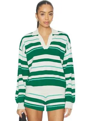 P.E Nation Retreat Stripe Knit Pullover - College Green Stripe