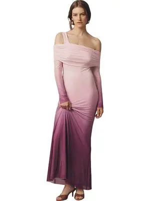 AFRM Tina Mesh Off-shoulder Maxi Dress - Mauve Ombre