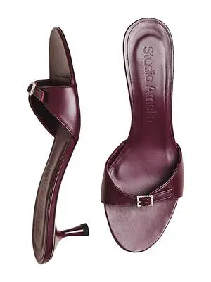 Studio Amelia Greta 50 Mule Heels - Merlot