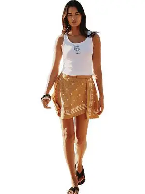 CELANDINE Silky Scarf Mini Skirt - Gold
