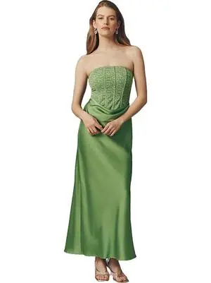 Significant Other Sofiya Stretch Lace Strapless Maxi Dress - Green