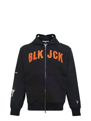 BLACKJACK Zip-fastening Logo Hoodie - Black