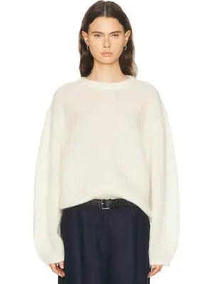 TOTEME Mohair Blend Rib Knit Sweater - Ecru