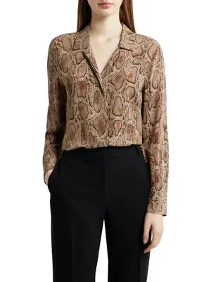Kobi Halperin Piper Snake Print Button-up Shirt - Tannin Multi