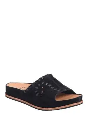 KORK-EASE® Platform Slide Sandal - Black Suede
