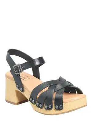 KORK-EASE® Ester Platform Sandal Black Leather