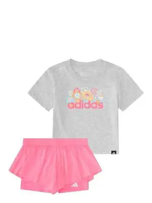 Adidas Graphic T-shirt & Shorts Set - Light Grey Heather