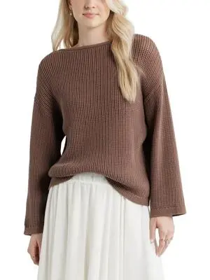 Bp. Cotton Open Stitch Sweater - Brown Quartz