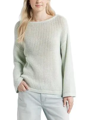 Bp. Cotton Open Stitch Sweater - Green Cloud
