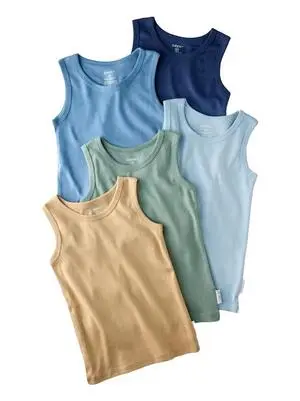 BUTTERBLU Malone Organic Cotton Assorted 5-pack Muscle Tanks - Terra