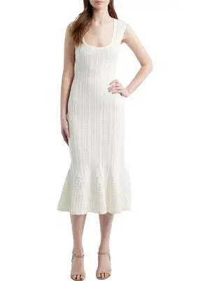 LoveShackFancy Tayleen Pointelle Knit Midi Dress - White Tea