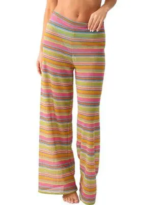 PQ Meg Stripe High-waist Cover-up Pants - Rainbow