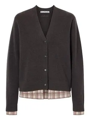 Acne Studios Layered Embroidered Wool Cardigan - Brown