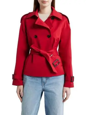 Tommy Hilfiger Belted Crop Trench Coat - Red