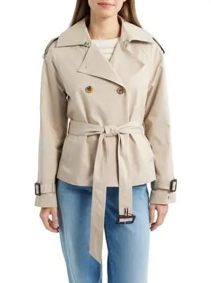 Tommy Hilfiger Belted Crop Trench Coat - Stone