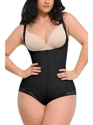 SHAPELLX Airslim® Zipper Front Open Bust Brief Bodysuit Jet Black
