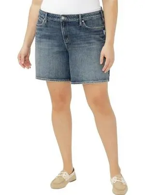 SILVER JEANS CO. Curvy Mid-rise Denim Shorts - Satellite