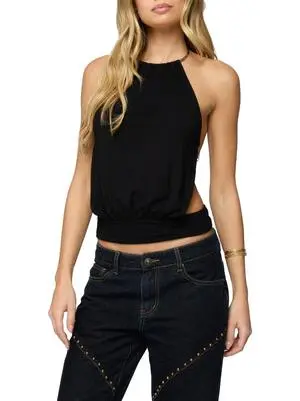EDIKTED Chain Backless Halter Top - Black