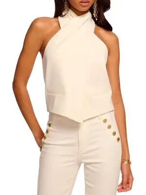 Ramy Brook Andie Cross Front Halter Top - Ivory