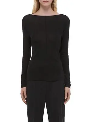 Helmut Lang Long Sleeve Cowl Back Top - Black
