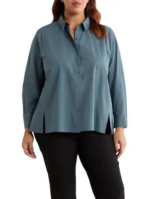 Eileen Fisher Swing Button-up Shirt - Eucalyptus