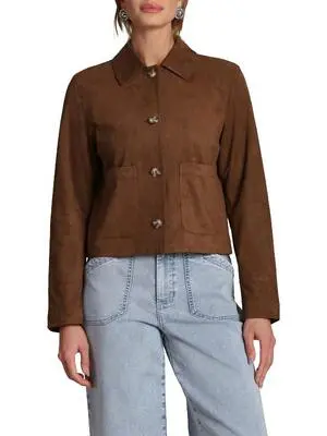 Bagatelle Faux Suede Cropped Jacket - Deep Toffee