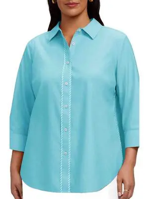 Foxcroft Marni Trim Shirt - Capri Blue