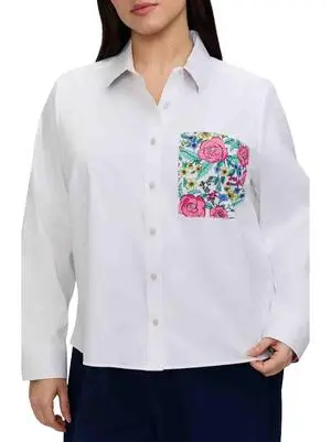 Foxcroft Cotton-blend Button-up Shirt - White Multi