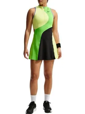 Nike Court Slam Dri-fit Tennis Dress - Lemon Twist/green/black