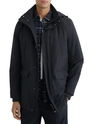 REISS Padded Coat With Removable Hood - Navy
