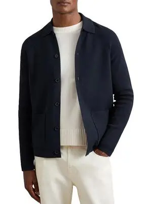 REISS Collared Cardigan - Navy Blue