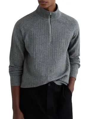 REISS Aldershot Rib Half Zip Sweater