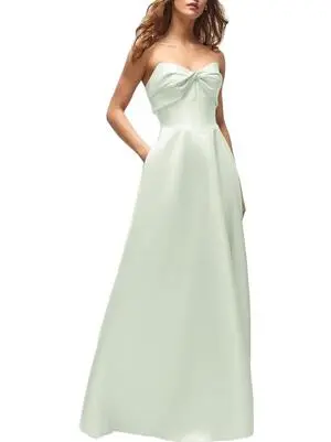 Alfred Sung Antoinette Strapless Mikado Gown - Mint Green
