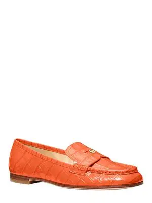 Michael Kors Jennings Crocodile Embossed Leather Loafer - Orange