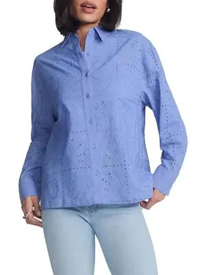 MAVI Scallop Eyelet Cotton Button-up Shirt - Persian Jewel