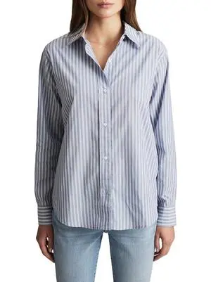 MAVI Stripe Cotton Button-up Shirt - Indigo Blue Stripe