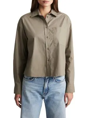 MAVI Crop Cotton Button-up Shirt - Khaki