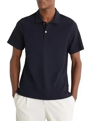 REISS Kennedy Textured Polo - Navy