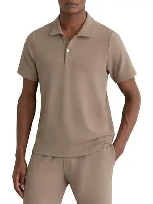 REISS Kennedy Textured Polo - Camel Brown
