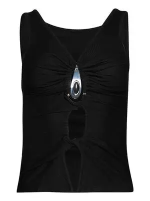 Christopher Esber Crystal Pendant Open Twist Tank - Black
