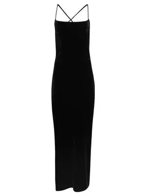 Vetements Velour Maxi Dress With Leggings - Black