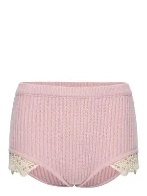 Magda Butrym Cashmere Crochet Trim Shorts - Pink