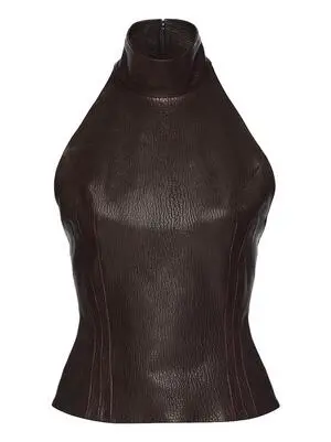 Magda Butrym Leather Halterneck Top - Brown