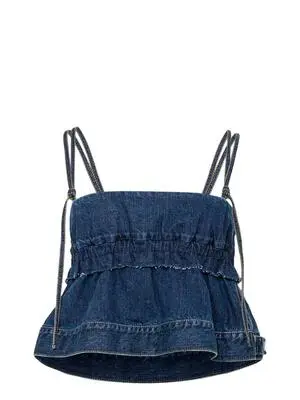 Sacai Denim Cropped Pullover Top - Blue