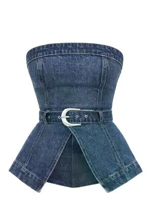REFORMATION Collins Belted Denim Top
