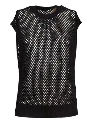 DONDUP Round-neck Openwork Gilet - Black