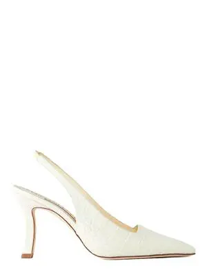 Manolo Blahnik Moirasli Pointed Pumps - White