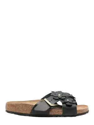 BIRKENSTOCK Floral Appliqué Siena Sandals - Black