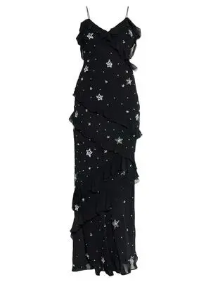LoveShackFancy Rialto Ruffled Star-embellished Maxi Dress - Black